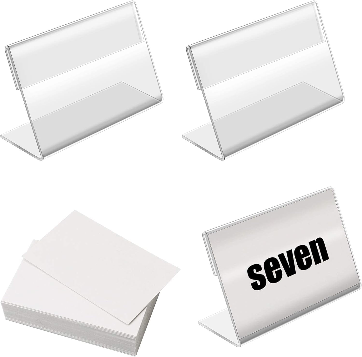 50pack Mini Clear Sign Display Holder with Blank Labels,3.2*2.2 Inch ...