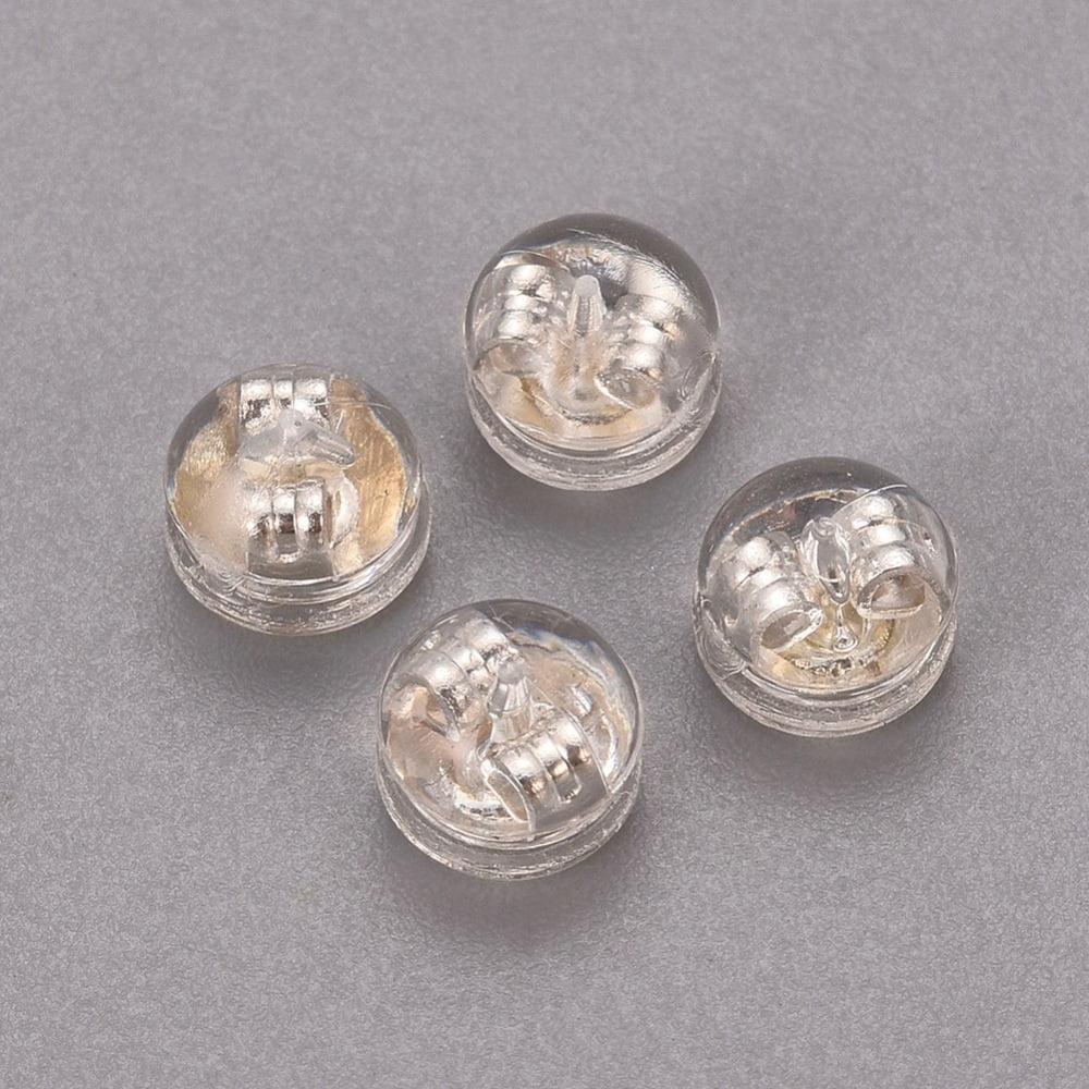 50pairs Brass & Plastic Ear Nuts Earring Backs Long-Lasting Half Round ...
