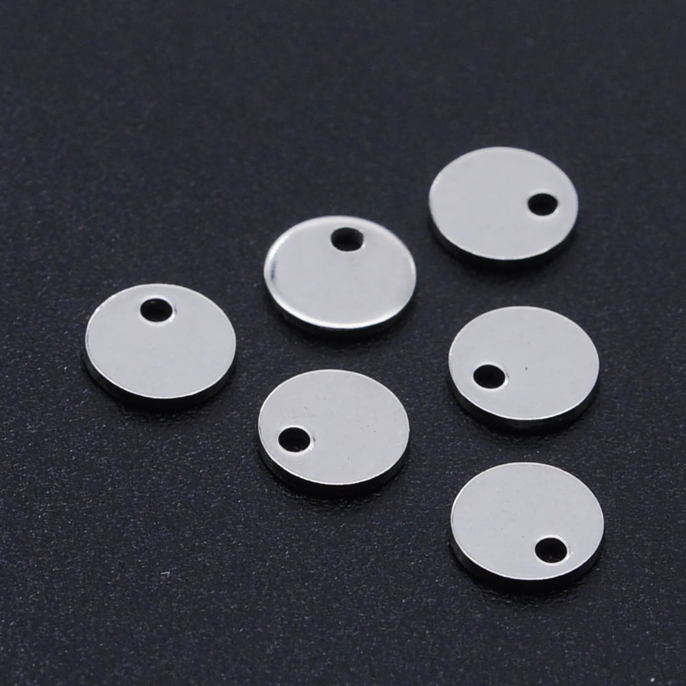 50pc 201 Stainless Steel Laser Cut Charms Blank Stamping Tag Flat Round ...