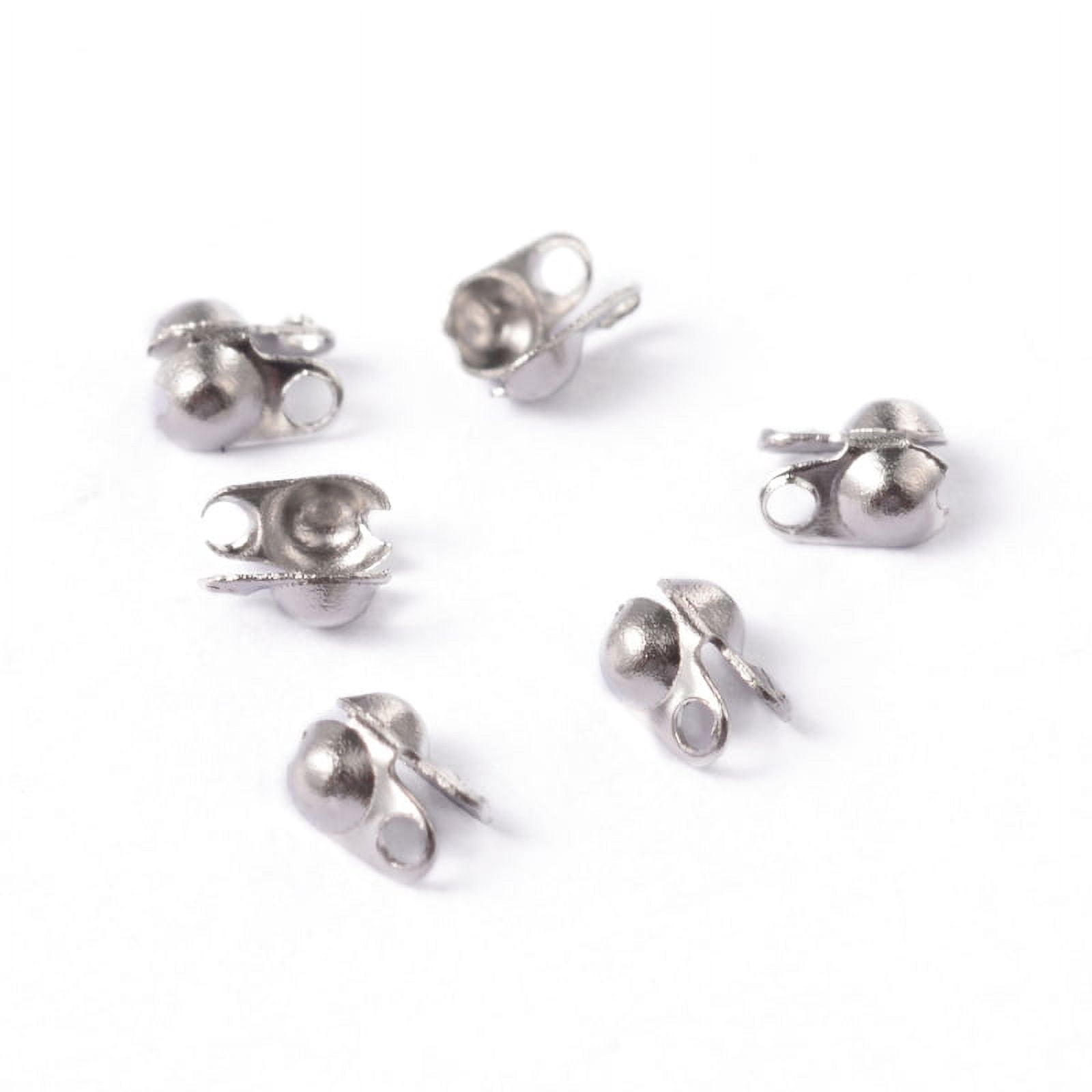 50pc 304 Stainless Steel Bead Tips Calotte Ends Clamshell Knot Cover ...
