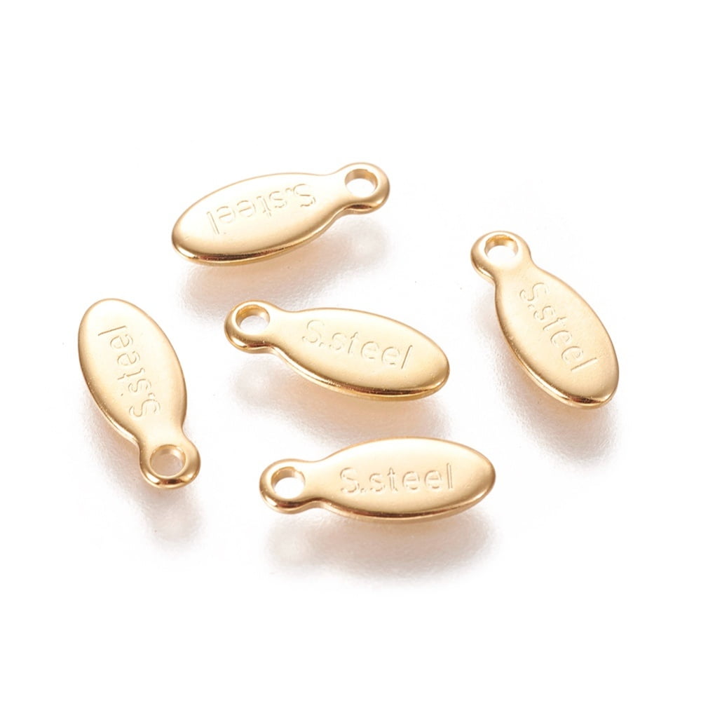 50pc 304 Stainless Steel Charms Chain Extender Teardrop Oval with Word ...