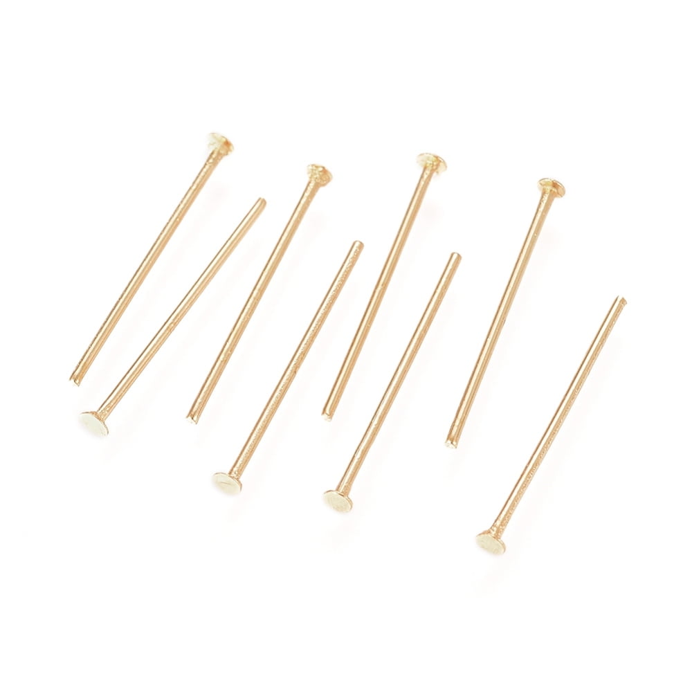50pc 304 Stainless Steel Flat Head Pins Real 24K Gold Plated 22 Gauge ...