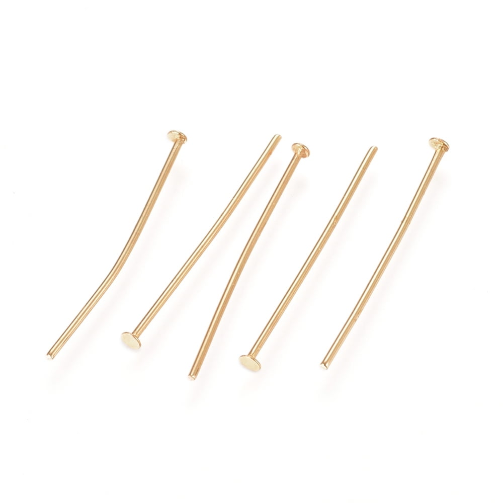 50pc 304 Stainless Steel Flat Head Pins Real 24K Gold Plated 22 Gauge ...