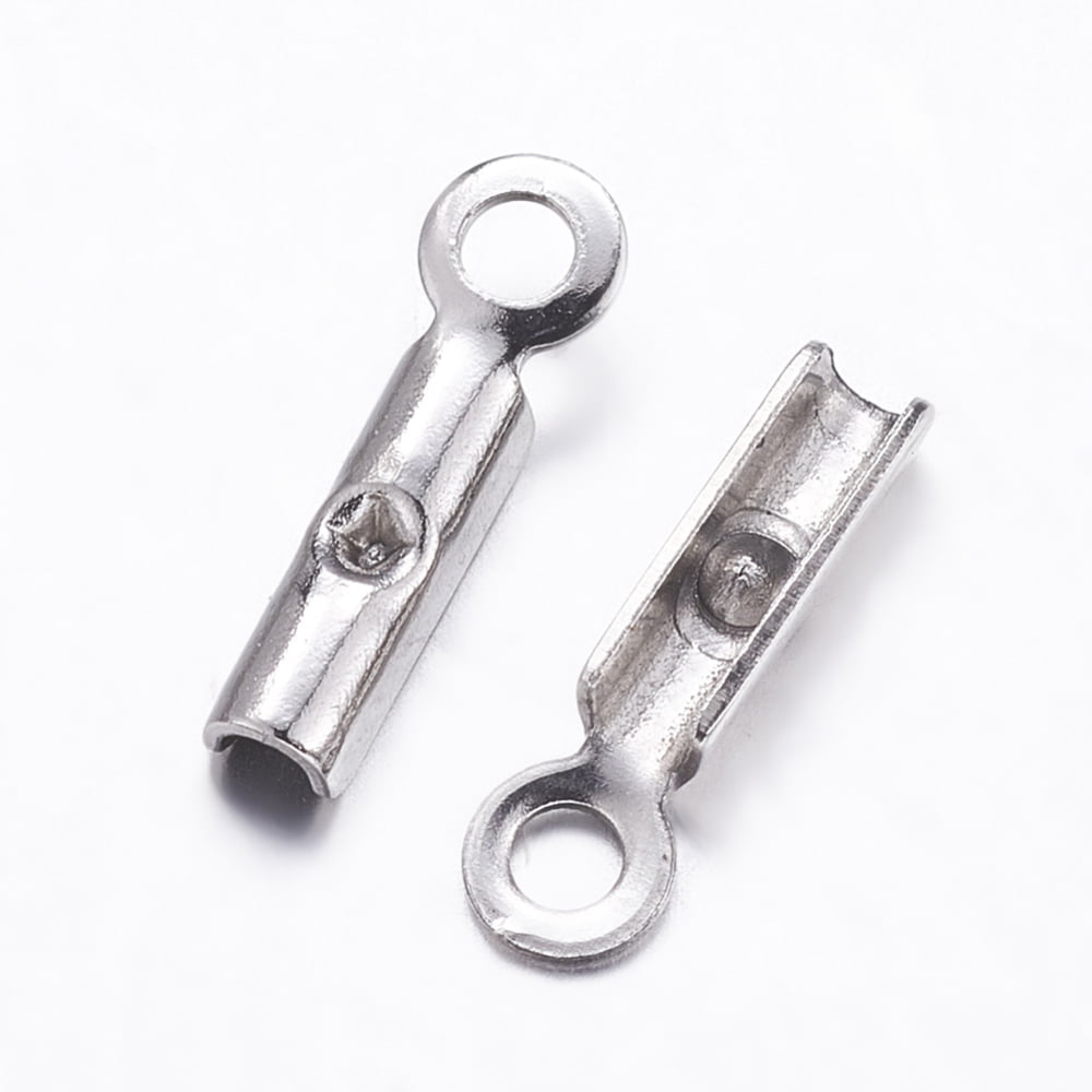 50pc 304 Stainless Steel Folding Crimp Ends Fold Over Crimp Cord Ends ...