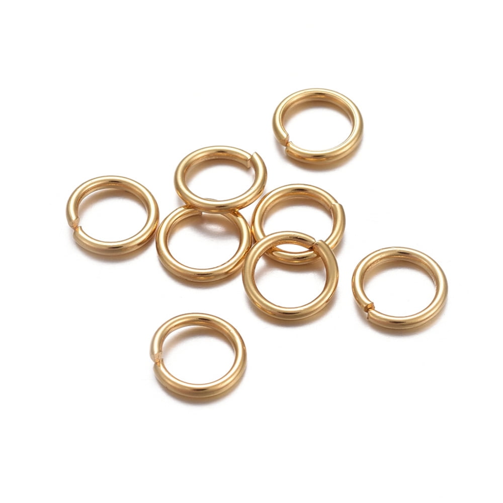 50pc 304 Stainless Steel Open Jump Rings Real 24K Gold Plated 18 Gauge ...