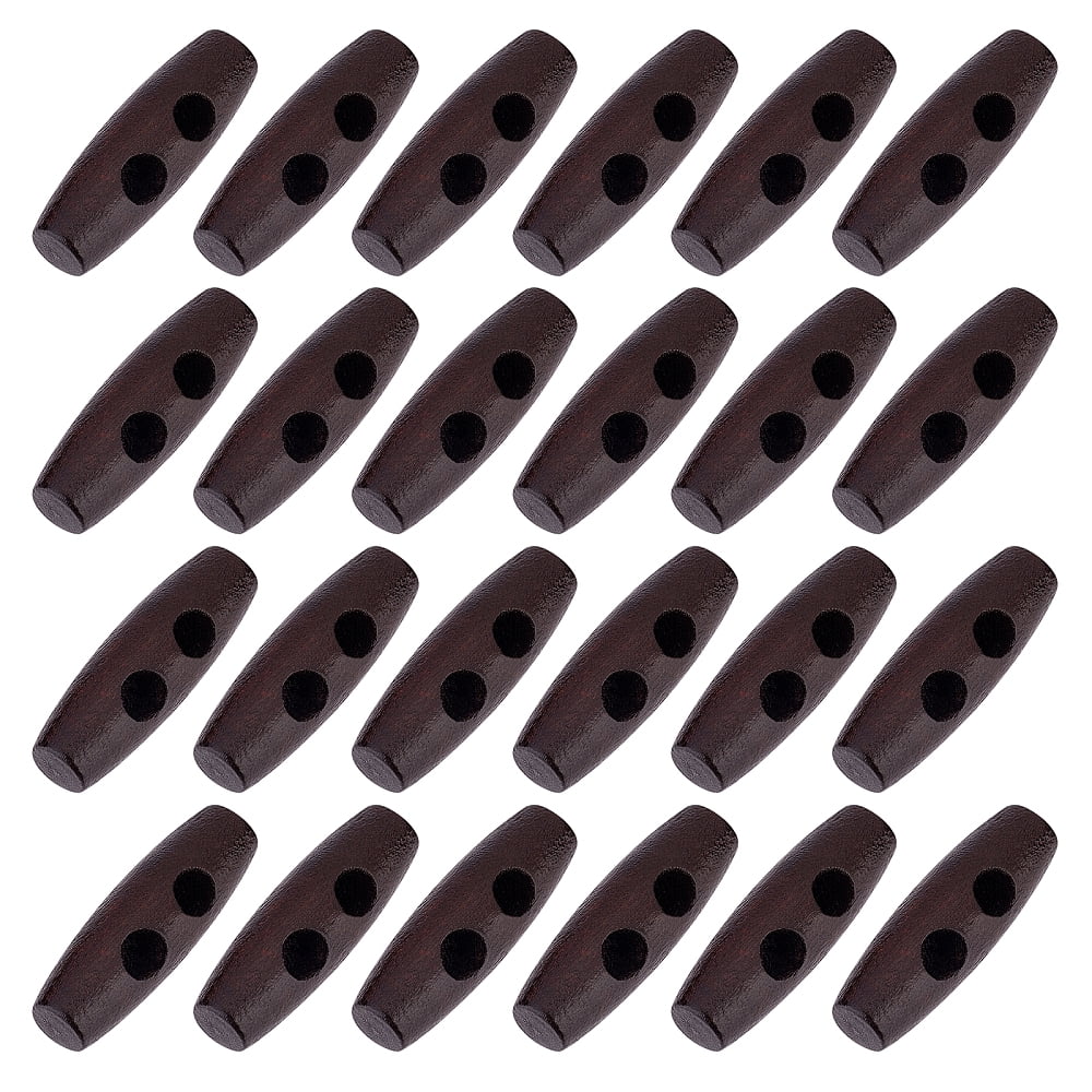 50pc 30mm Rice Wooden Toggles Buttons Black Olive Shape 2 Holes Wooden ...