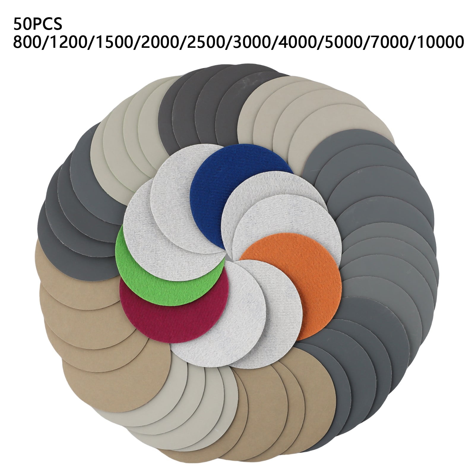 50Pc 3Inch Sanding Discs Water Sandpaper 75Mm Back Flocked Sandpaper ...