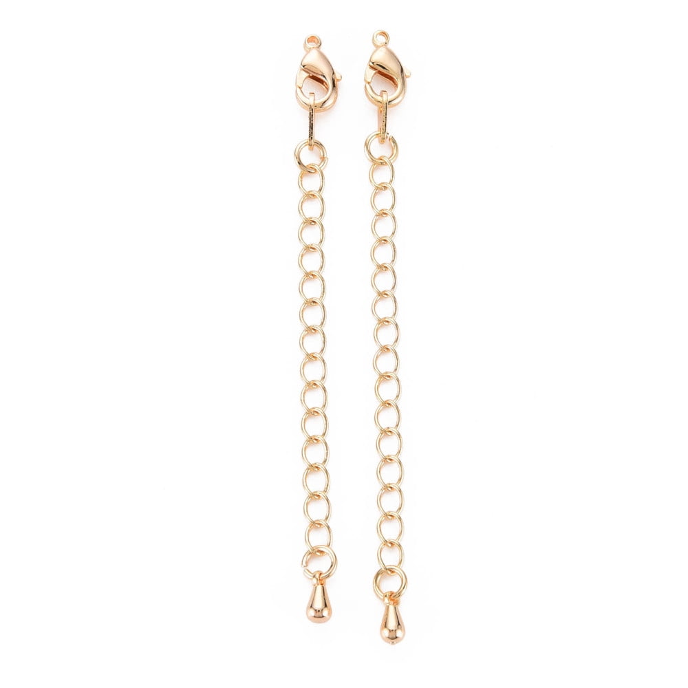 50pc Brass Chain Extender Curb Chains with Teardrop Charms & Lobster ...