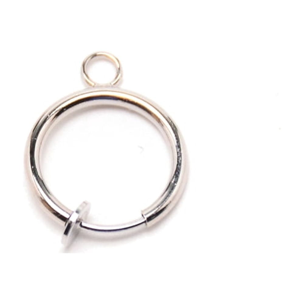 50pc Brass Clip-on Hoop Earring Findings for Ear Platinum 17.5x13x1.5mm ...