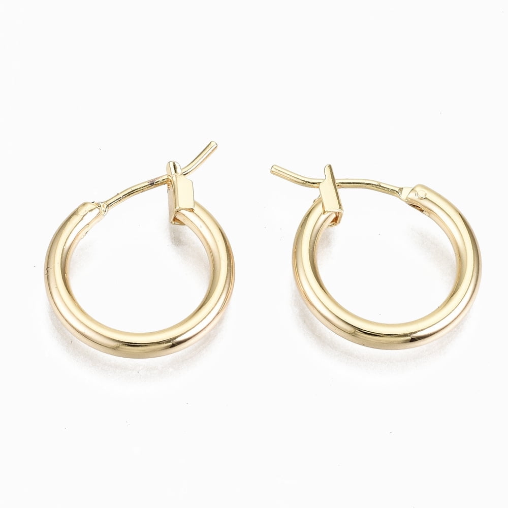 50pc Brass Hoop Earrings Nickel Free Ring Real 18K Gold Plated 15x2mm ...