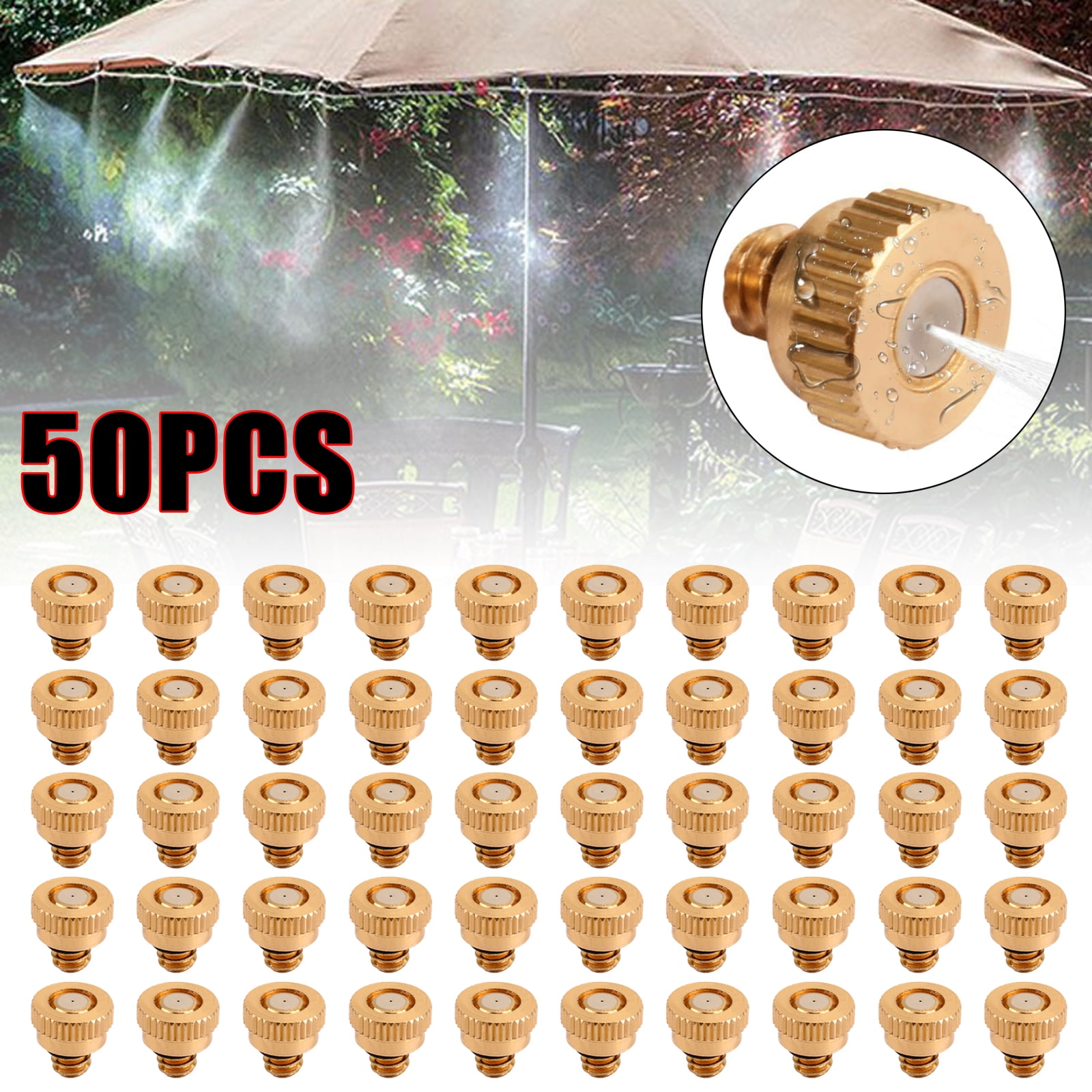 50pc Brass Misting Nozzles Water Mister Sprinkle For Cooling System 0. ...