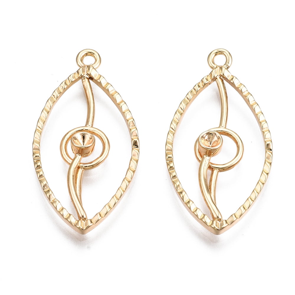 50pc Brass Pendant Rhinestone Settings Nickel Free Eye Real 18K Gold ...