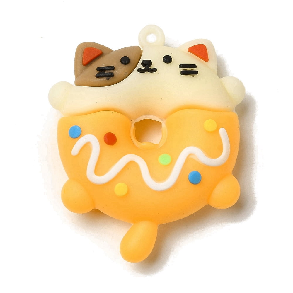 50pc Donut PVC Plastic Cartoon Big Pendants for DIY Keychain Making Cat ...
