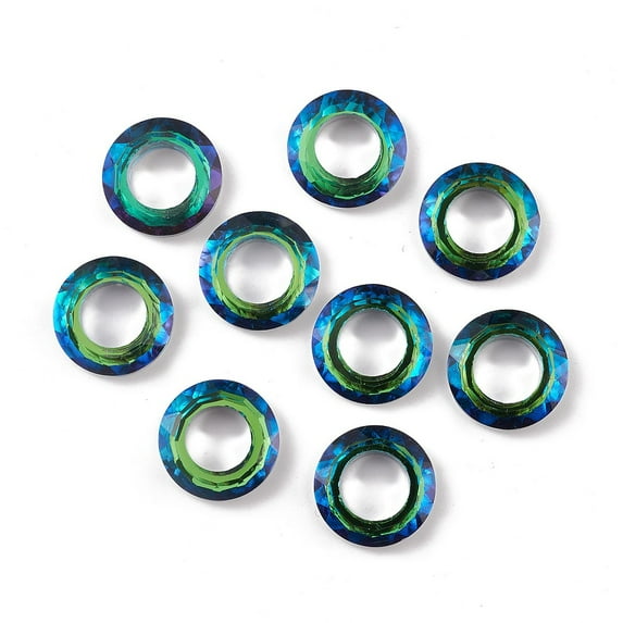 50pc Electroplate Glass Linking Rings Cosmic Ring Ring Faceted Back ...