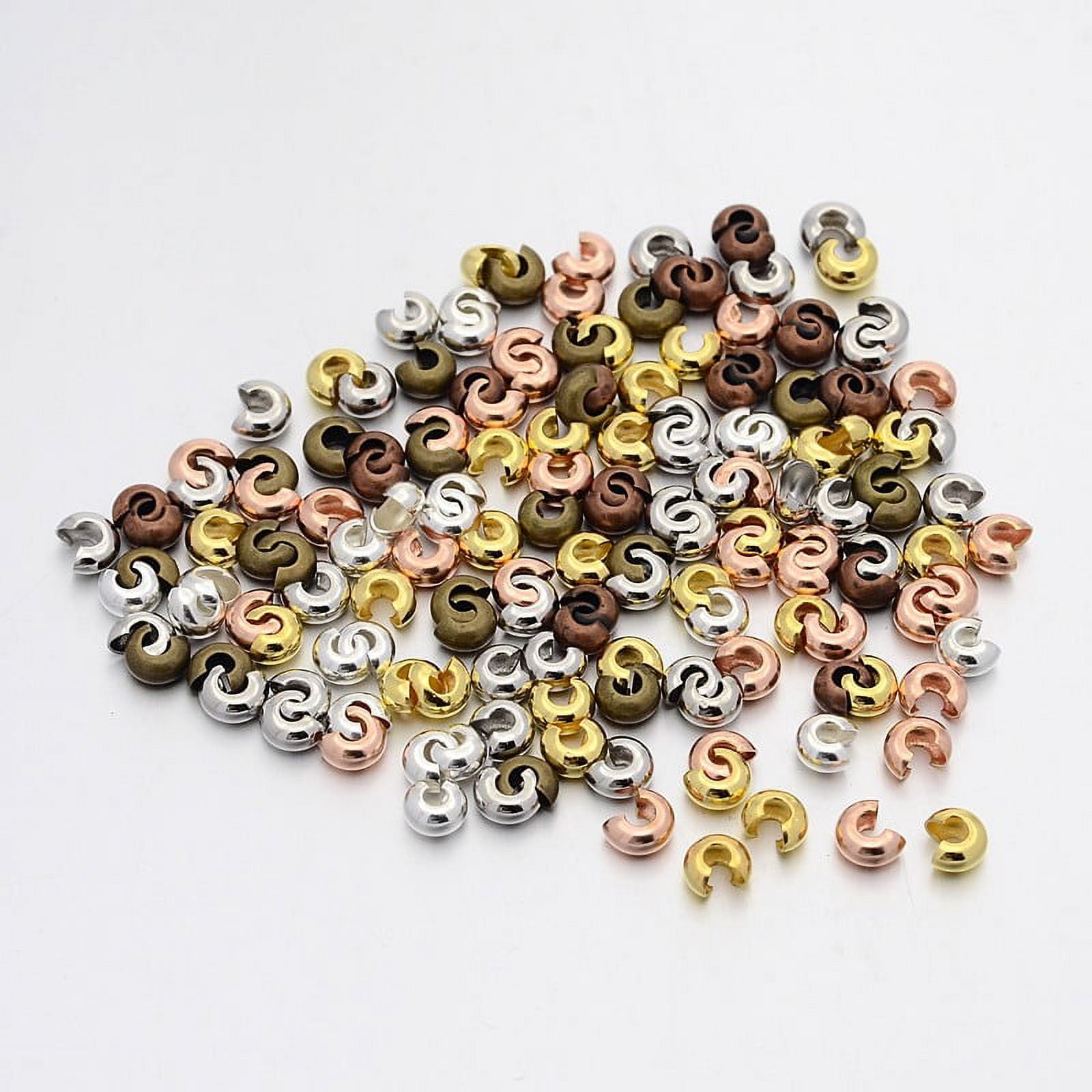 50pc Iron Crimp Beads Covers Mixed Color 3mm in diameter Hole: 1.2~1 ...