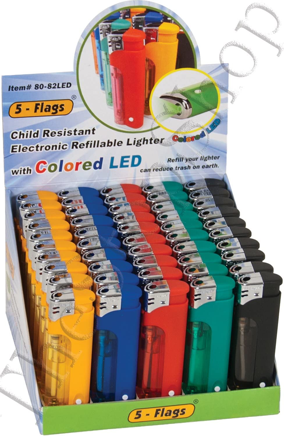 50pc.Litian Assorted Color with Colored LED Child Resistant Electronic ...