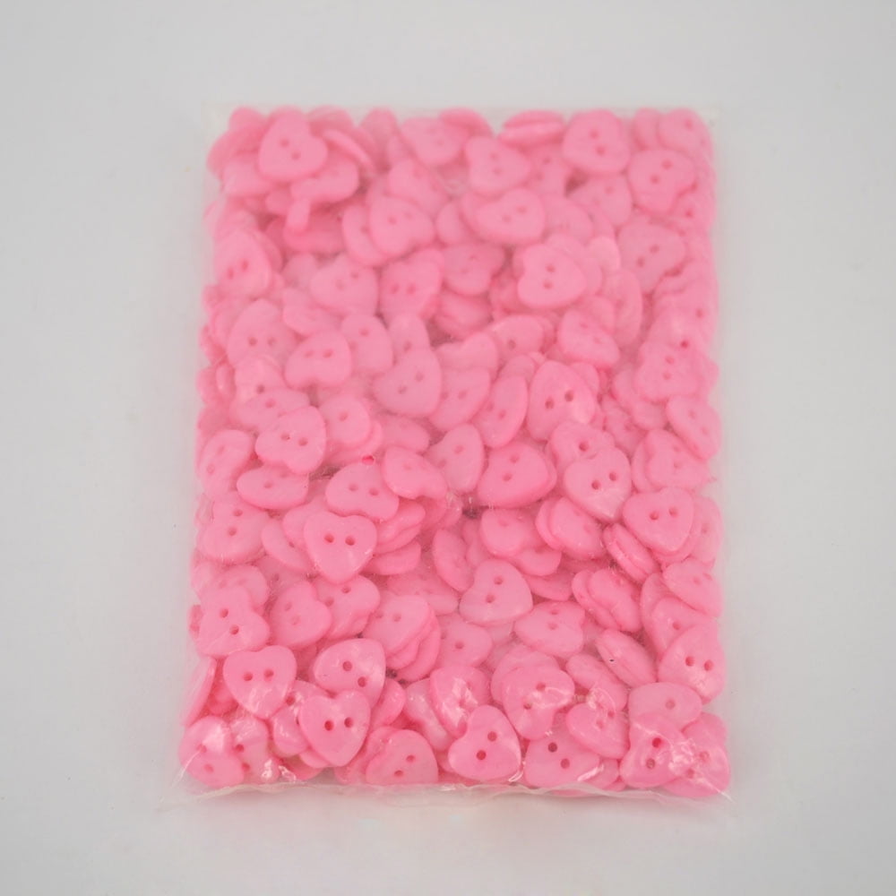 50pc Lovely Heart Shaped Buttons Plastic Sewing Button Pink 14mm in ...