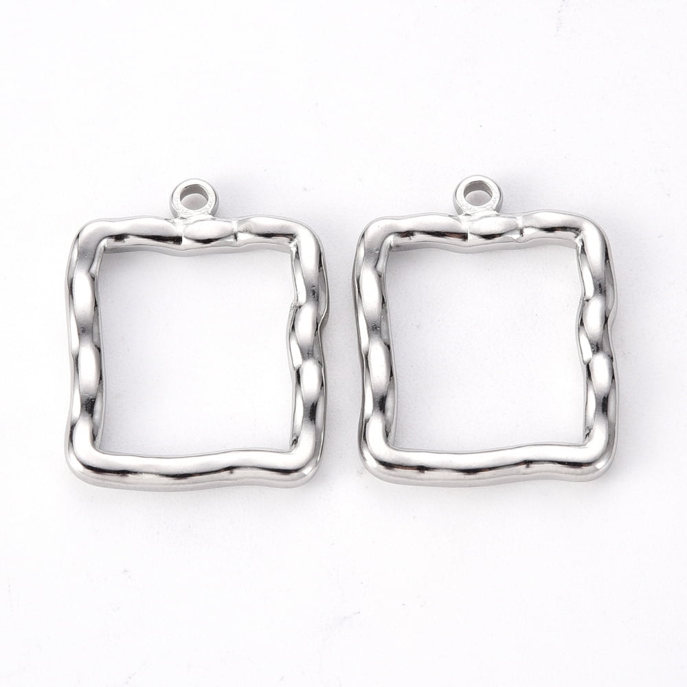 50pc Non-Tarnish 304 Stainless Steel Open Back Bezel Pendants For DIY ...
