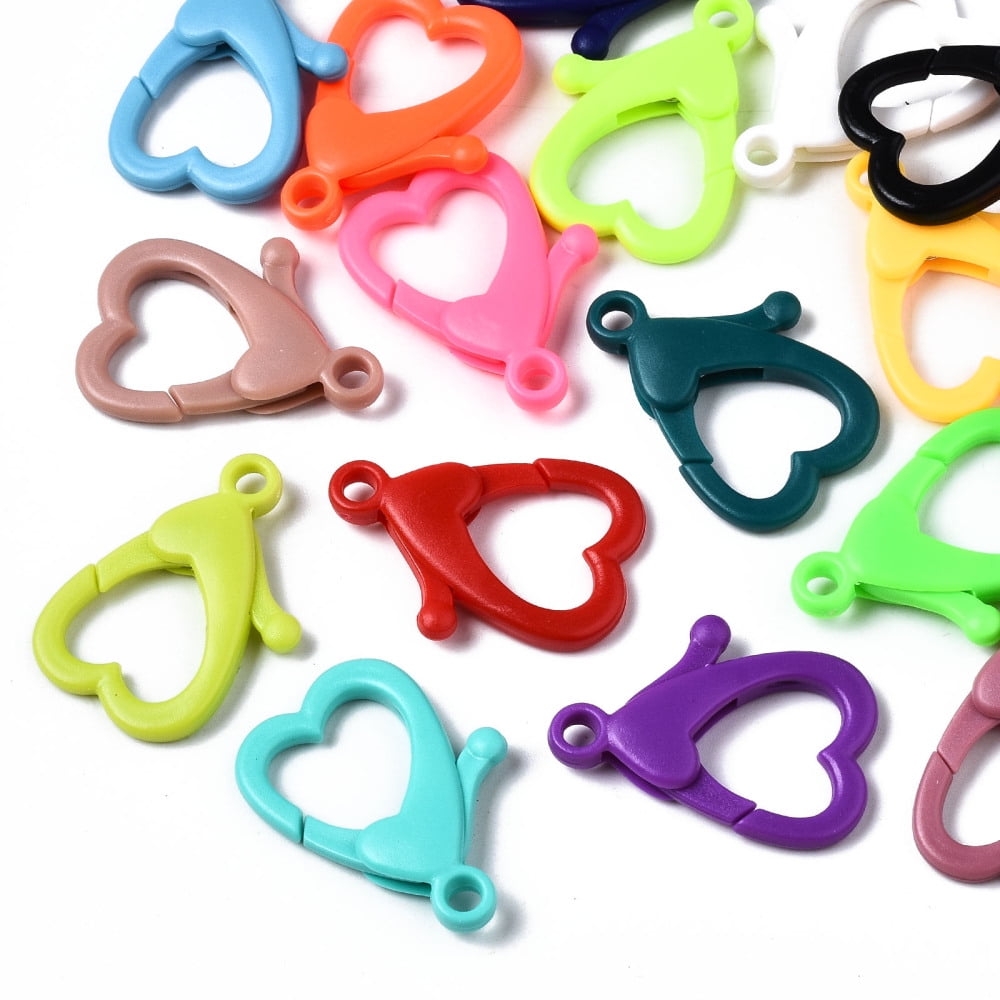 50pc Opaque Acrylic Lobster CLaw Clasps Heart Mixed Color 29.5x22x5mm ...