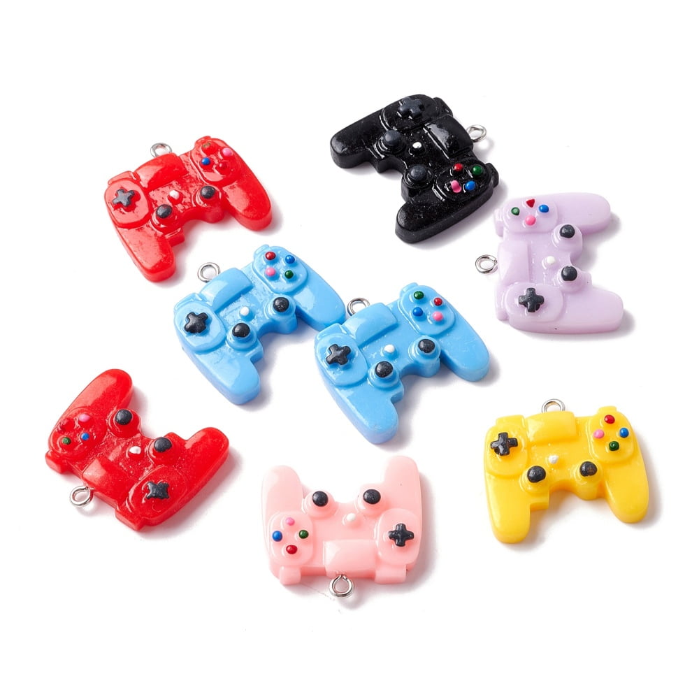 50pc Opaque Resin Pendants with Platinum Tone Iron Loop Game Controller ...