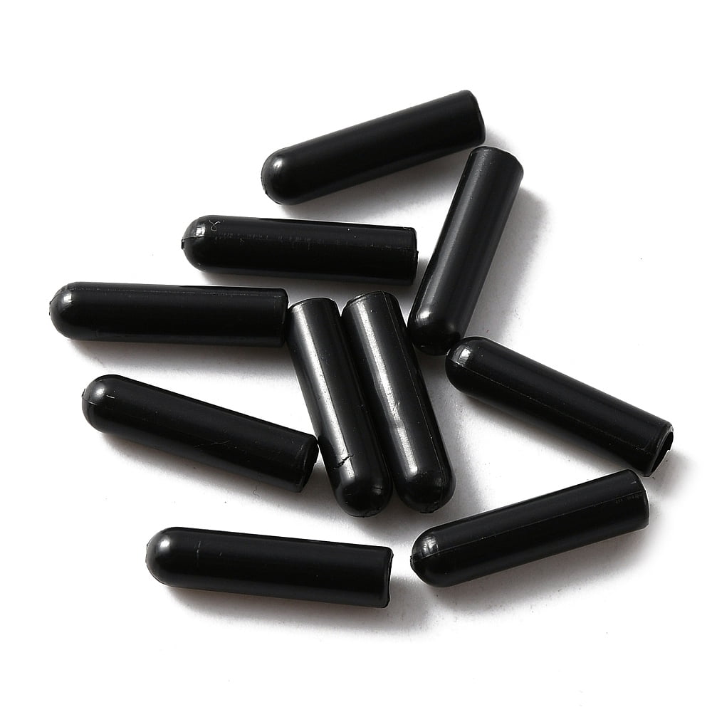 50pc Plastic Aglets for Shoelaces Shoelace Tips Head Column Black ...