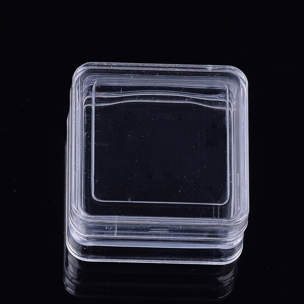 50pc Plastic Bead Containers Square Clear 4x4x2.2cm Inner Diameter: 3 ...