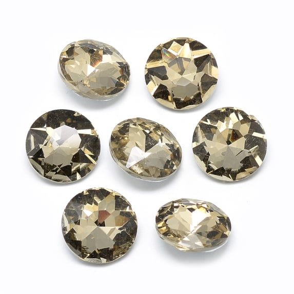 50pc Pointed Back Glass Rhinestone Cabochons Back Plated Faceted Flat ...