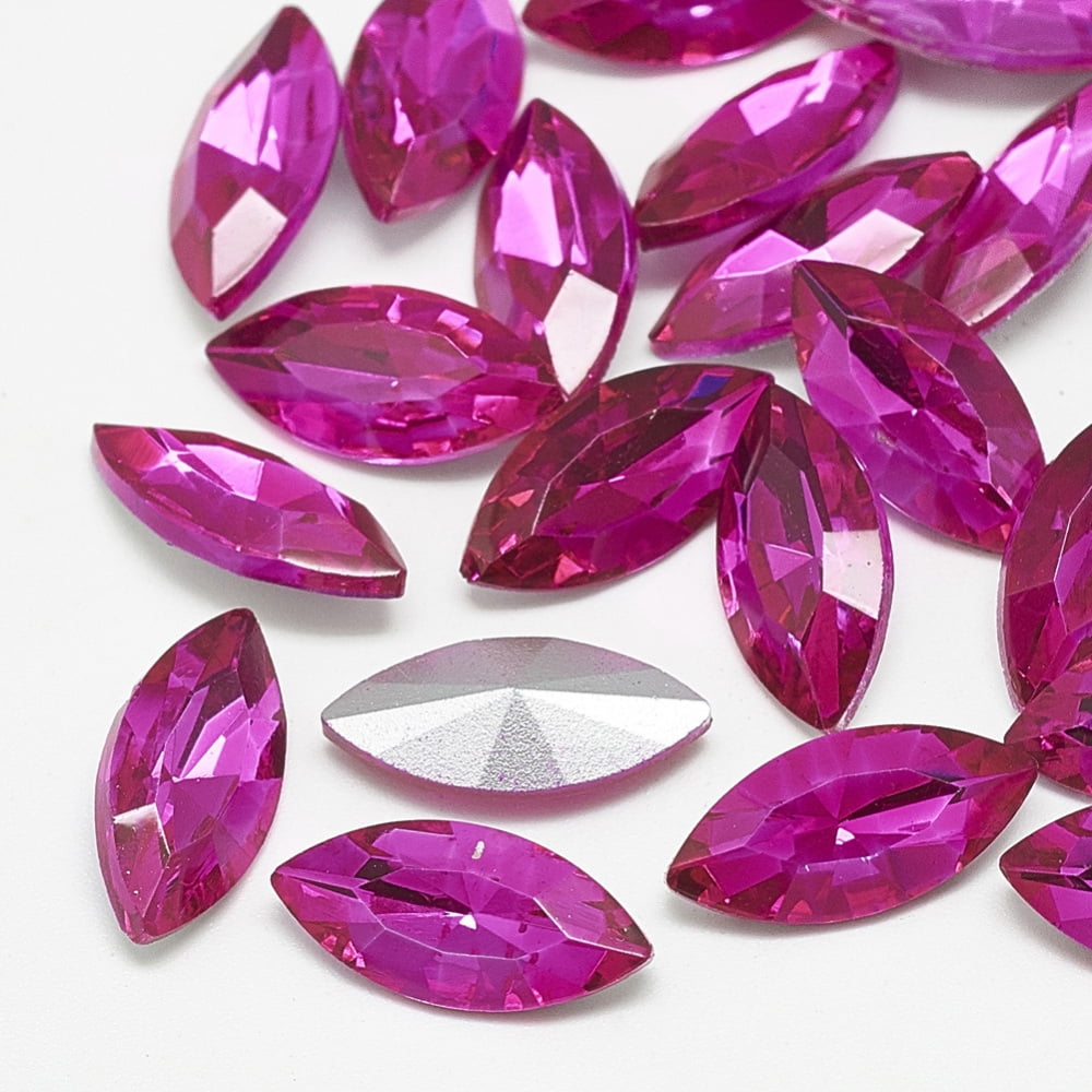 50pc Pointed Back Glass Rhinestone Cabochons Back Plated Faceted Horse ...