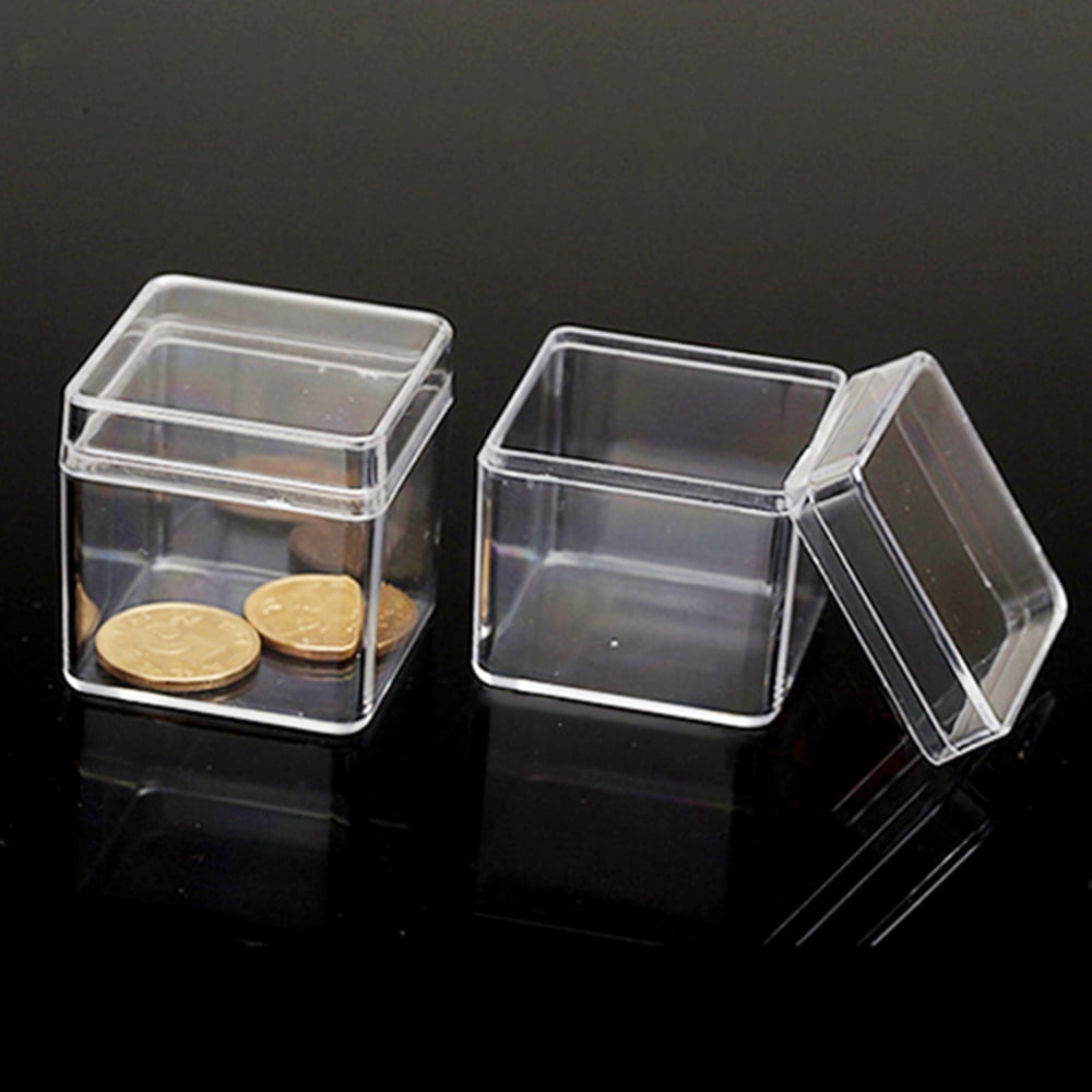 50pc Polystyrene(PS) Plastic Bead Containers Cube Clear 4x4x4cm ...