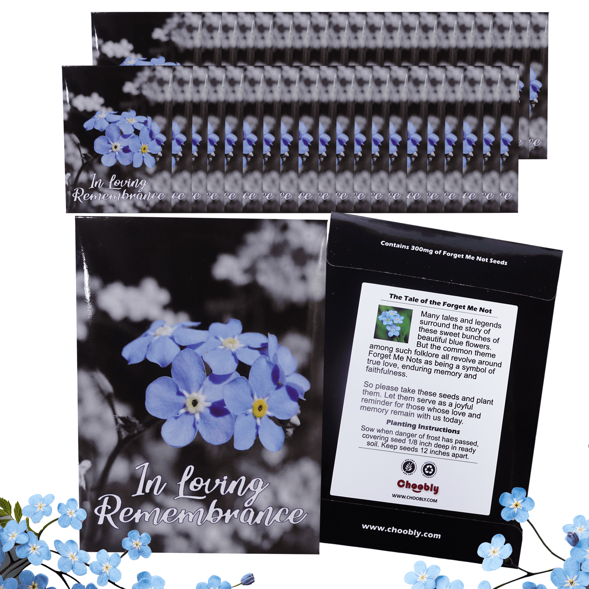 50pc Premium Forget Me Not Seed Packets: Funeral, Memorial, and ...