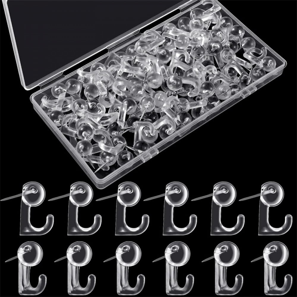 50pc Push Pin Hooks Plastic Heads Thumbtack Decorative Thumb Tacks Hook ...
