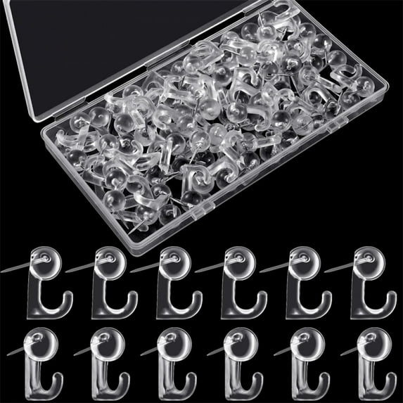 50pc Push Pin Hooks Plastic Heads Thumbtack Decorative Thumb Tacks Hook ...