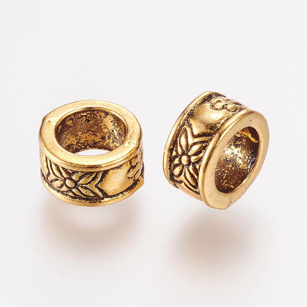 50pc Tibetan Style Alloy European Beads Ring Golden 8x4.5mm Hole: 5mm ...