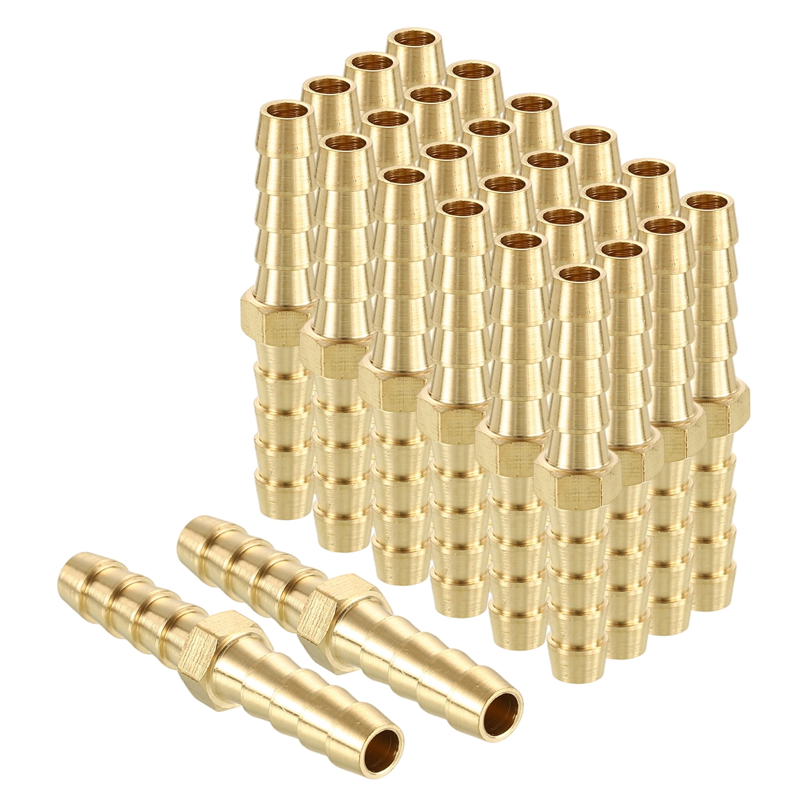 50pcs 1/4" To 1/4" Brass Hose Barb Fitting Metals Splicer Mender for 3D ...