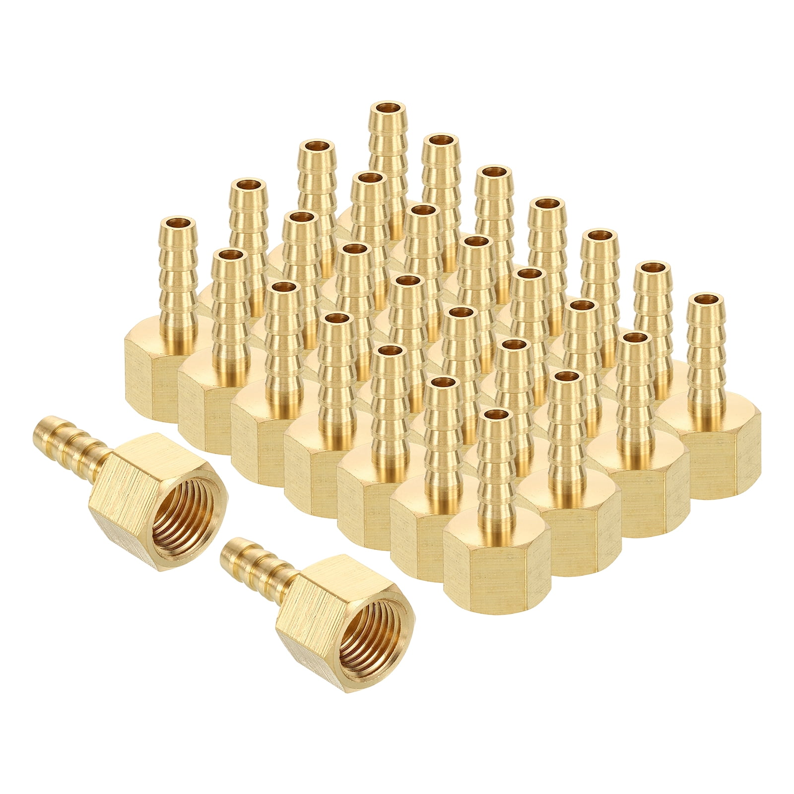 50pcs 1/4" To 1/4" NPT Female Brass Hose Barb Fitting Metals Splicer ...