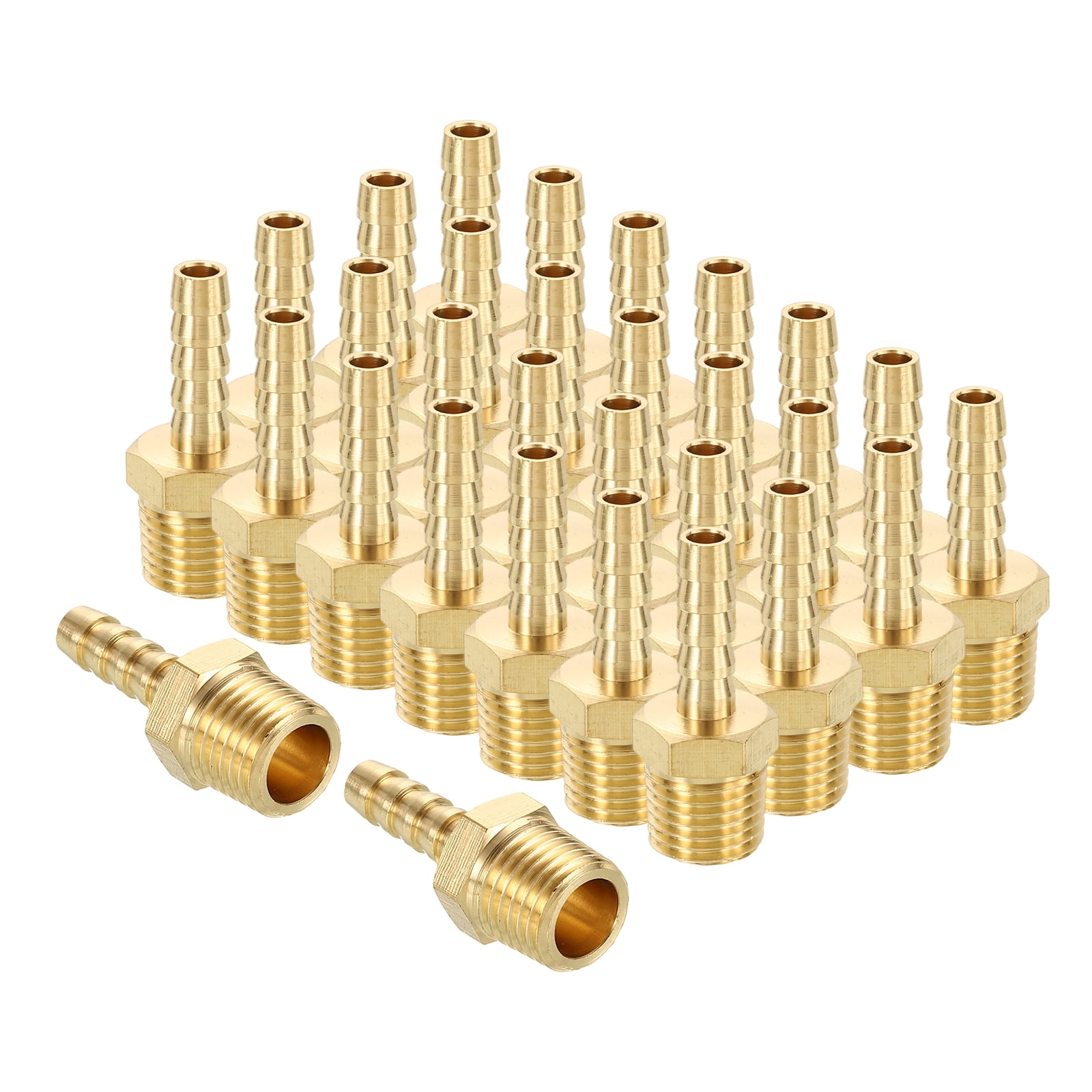 50pcs 1/4" To 1/4" NPT Male Brass Hose Barb Fitting Metals Splicer ...