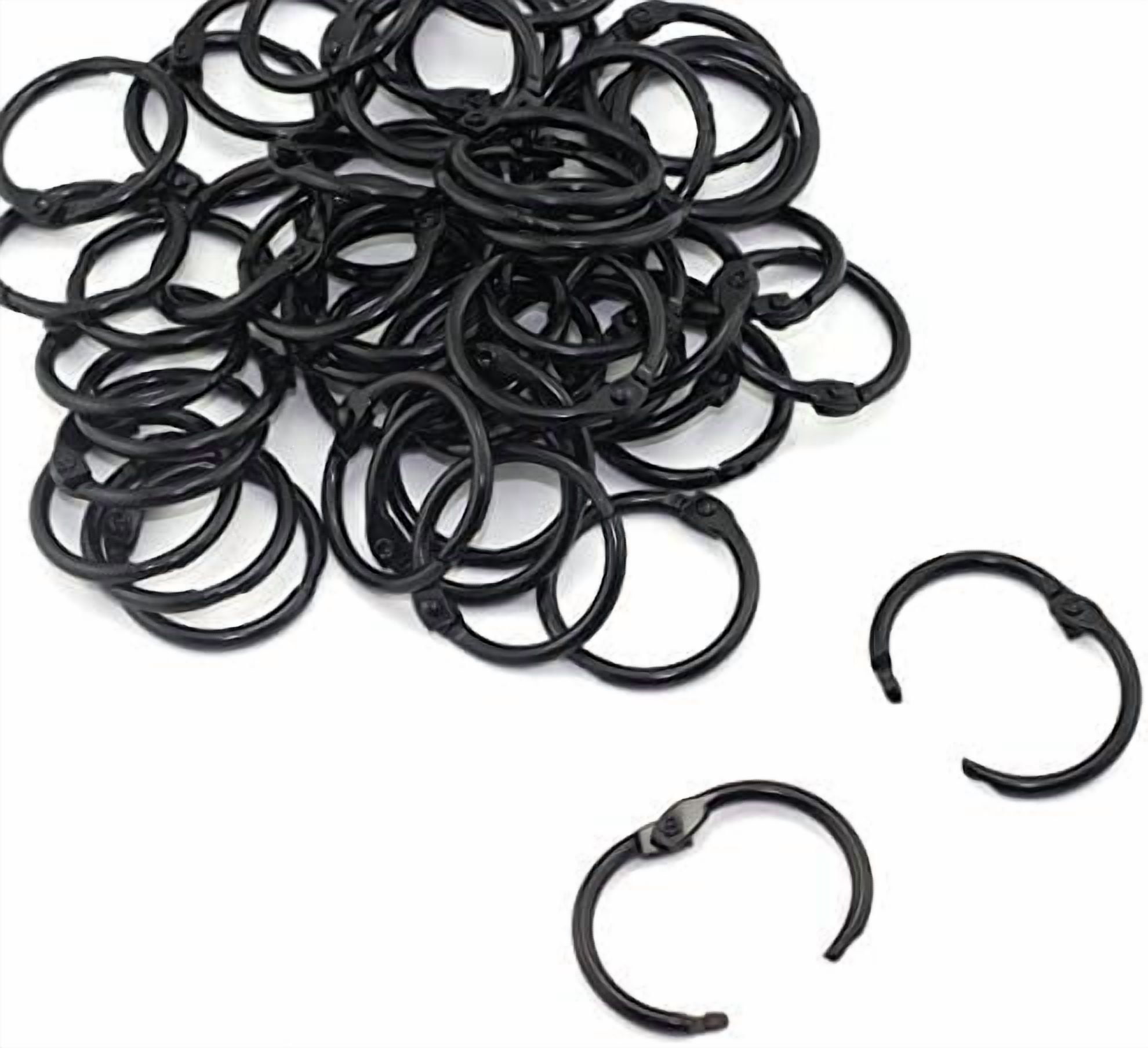 50pcs 1" Black Book Ring Metal Loose Leaf Book Binder Hinged Buckle Rings Scrapbook Sketchbook ...