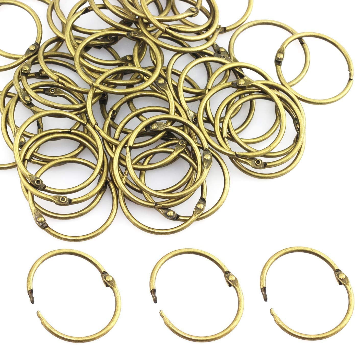 50pcs 1-inch Book Rings, Metal Loose Leaf Binder Ring Clips for ...