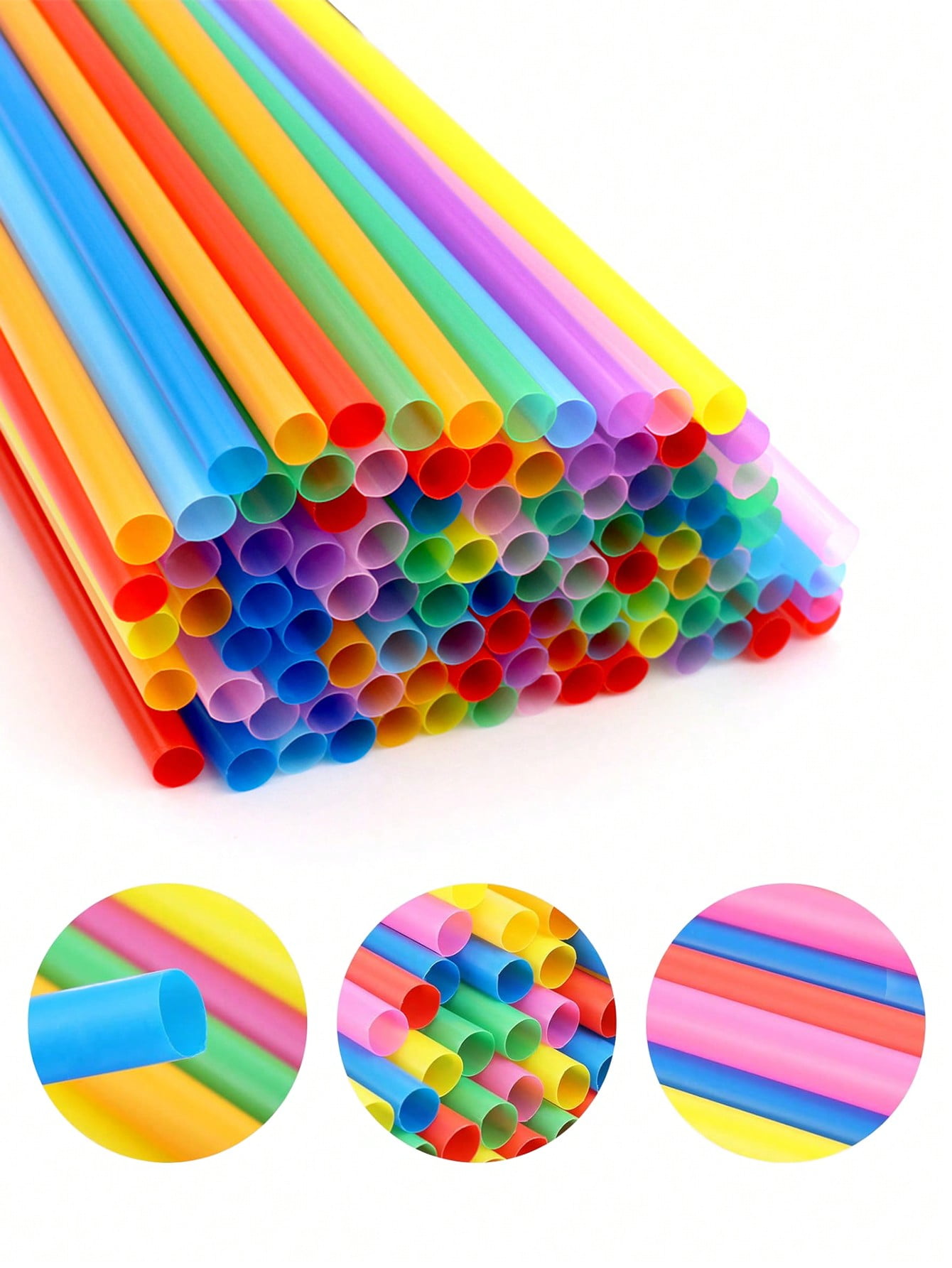 50pcs/100pcs Colorful Plastic Straws, Multi-Color Drinking Straws, Long ...