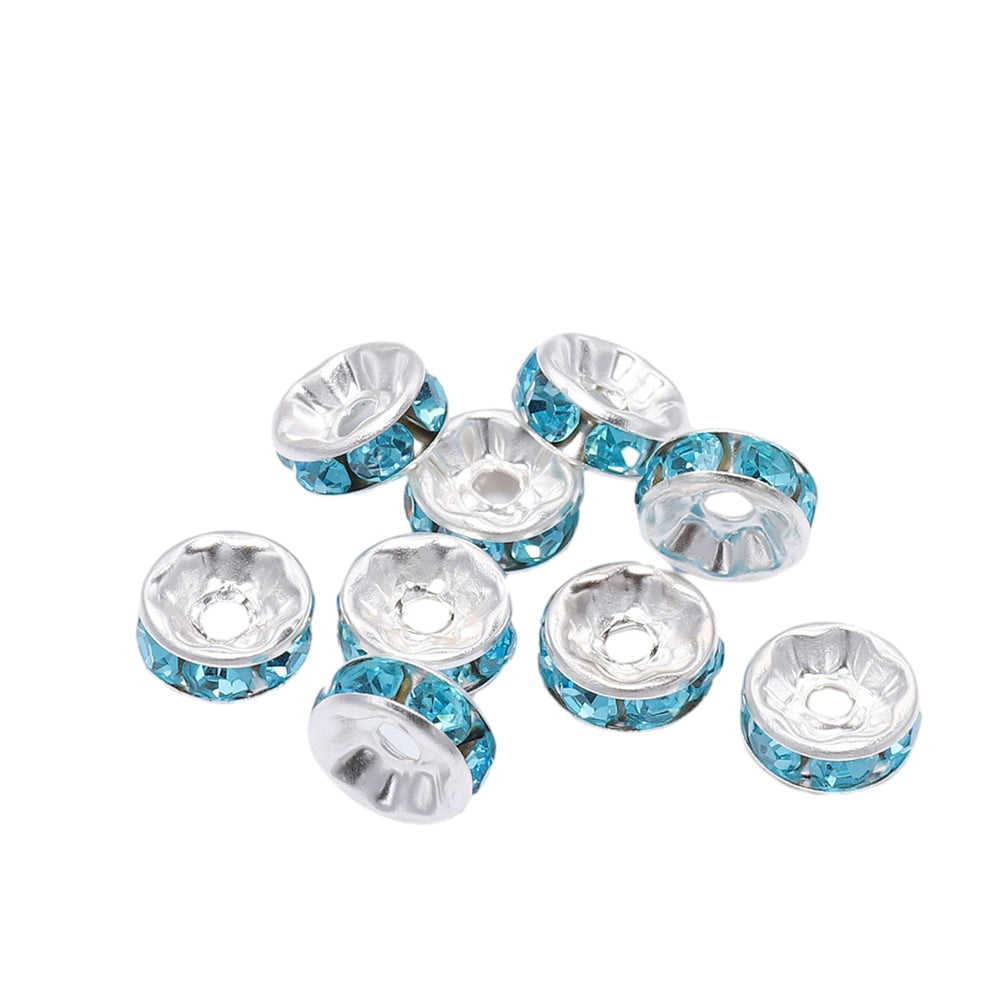 50pcs 10mm Rhinestone Crystal Loose Spacer Beads Diy Jewelry Making ...