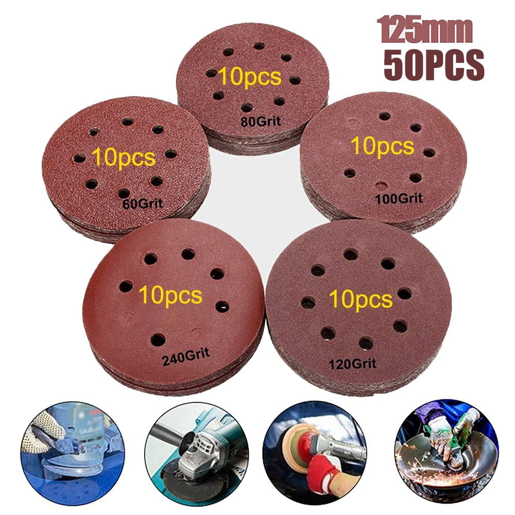 50pcs 125mm Cutting Sanding Disc Circular Saw Blade 5\" 8 Hole Orbital ...