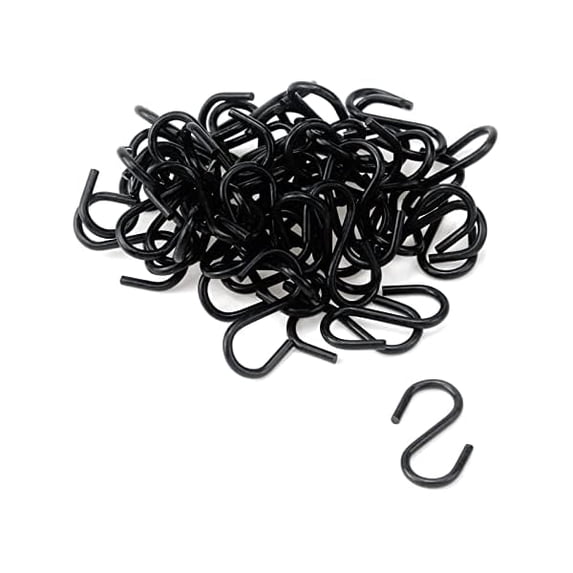 50pcs 1inch S Hooks, Black Mini Ornament Iron Hooks Hanger Small S Hook ...