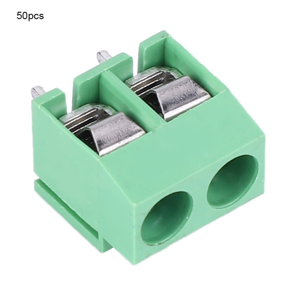 50pcs 2-Pin 5mm Pitch PCB Mount Screw Terminal Block Wiring Connector ...