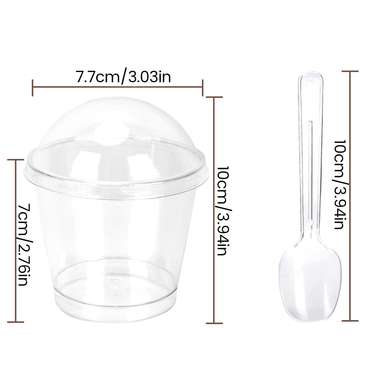 50pcs 200ML Disposable Plastic Cups with Lids Pudding Cup Dessert Cake ...