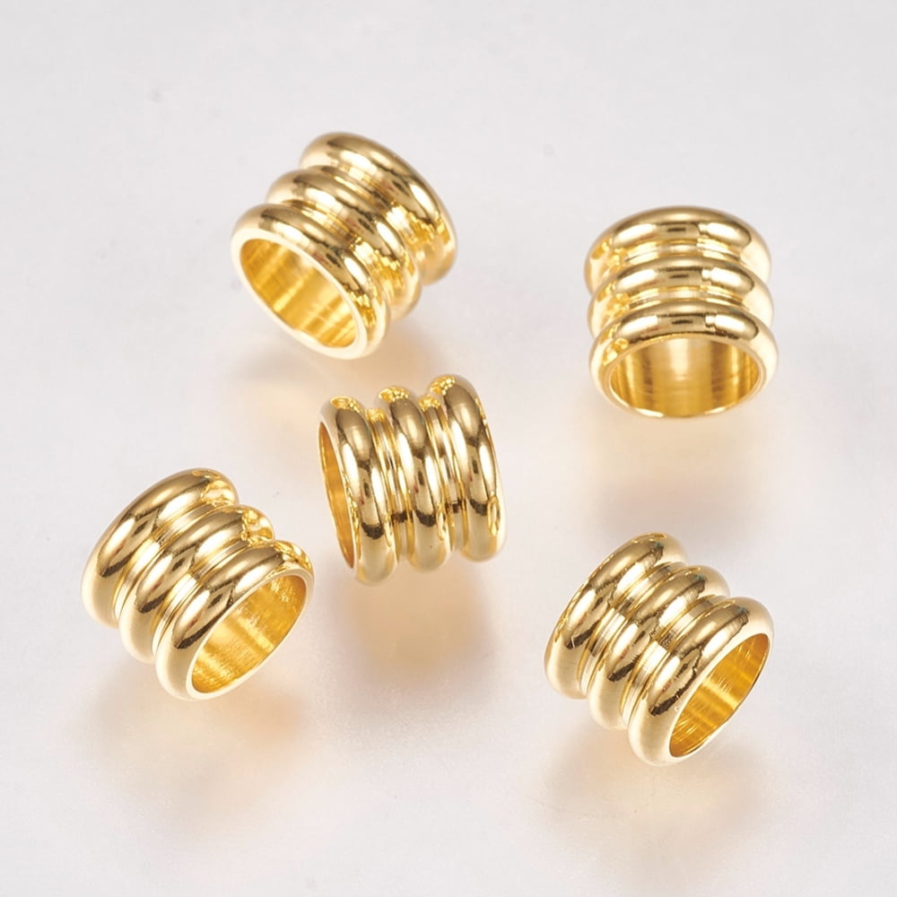 50pcs 201 Stainless Steel Beads Column Golden 7x5.8~6.5mm Hole: 5mm ...