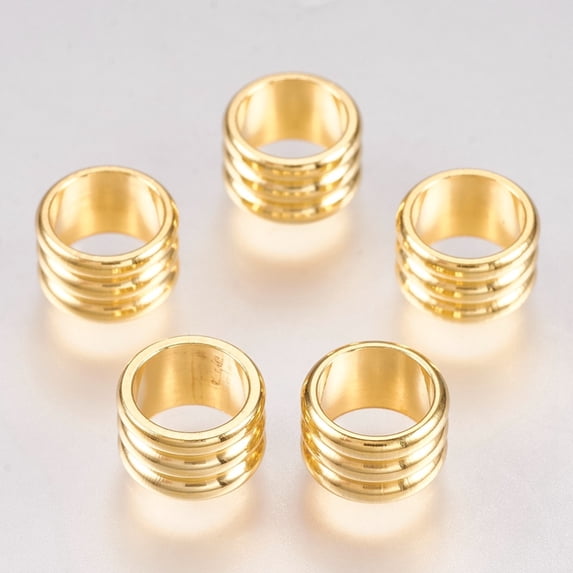 50pcs 201 Stainless Steel Beads Column Real 18k Gold Plated 8x5mm Hole ...