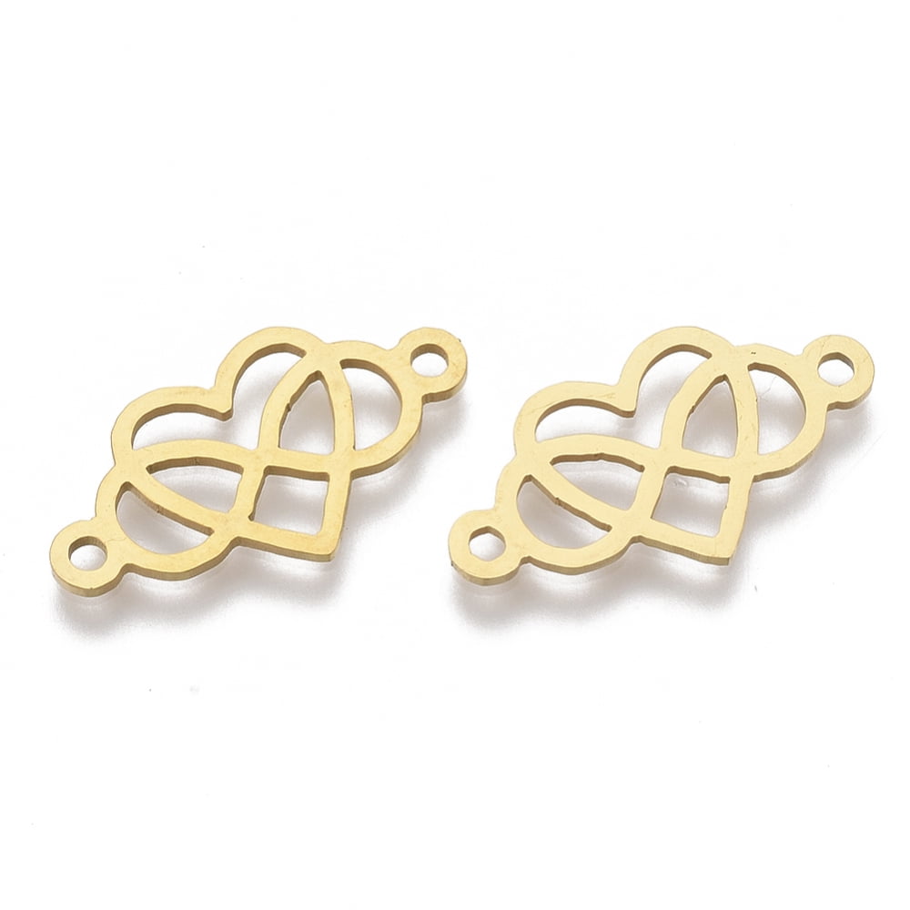 50pcs 201 Stainless Steel Links connectors Laser Cut Links Heart with ...