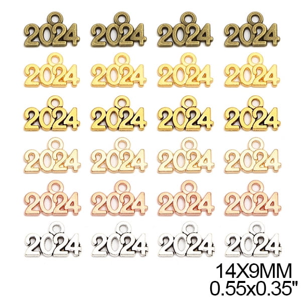 50pcs 2025 Number Charms Year Souvenir Metal Pendants for Jewelry ...