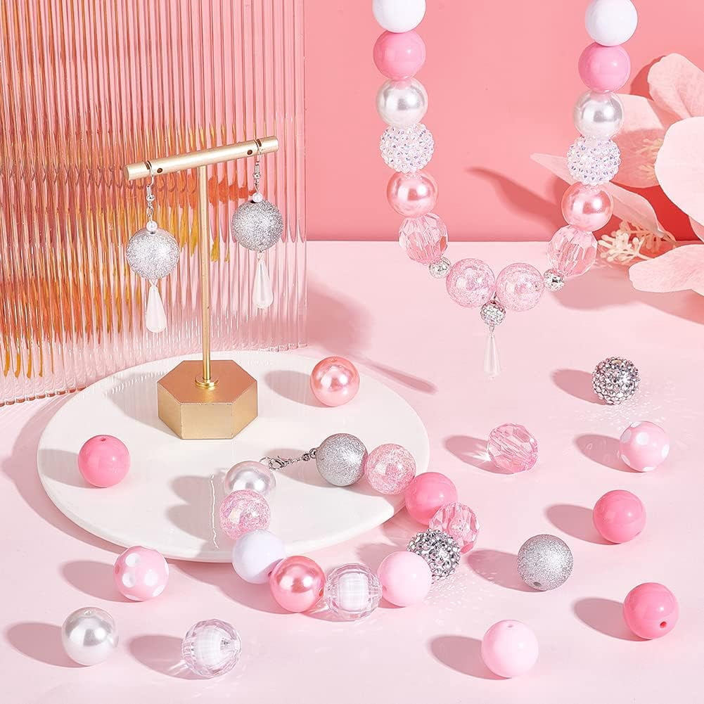 50pcs 20mm Bubblegum Beads Pink Chunk Pen Beads Acrylic Focal Beads ...