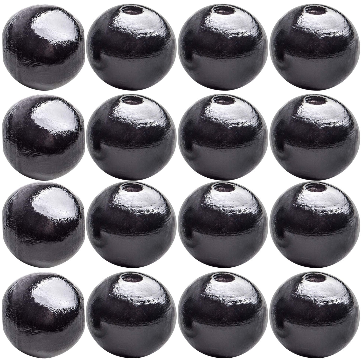 50pcs 25mm Round Wooden Beads for DIY Crafts & Jewelry Making-Black ...